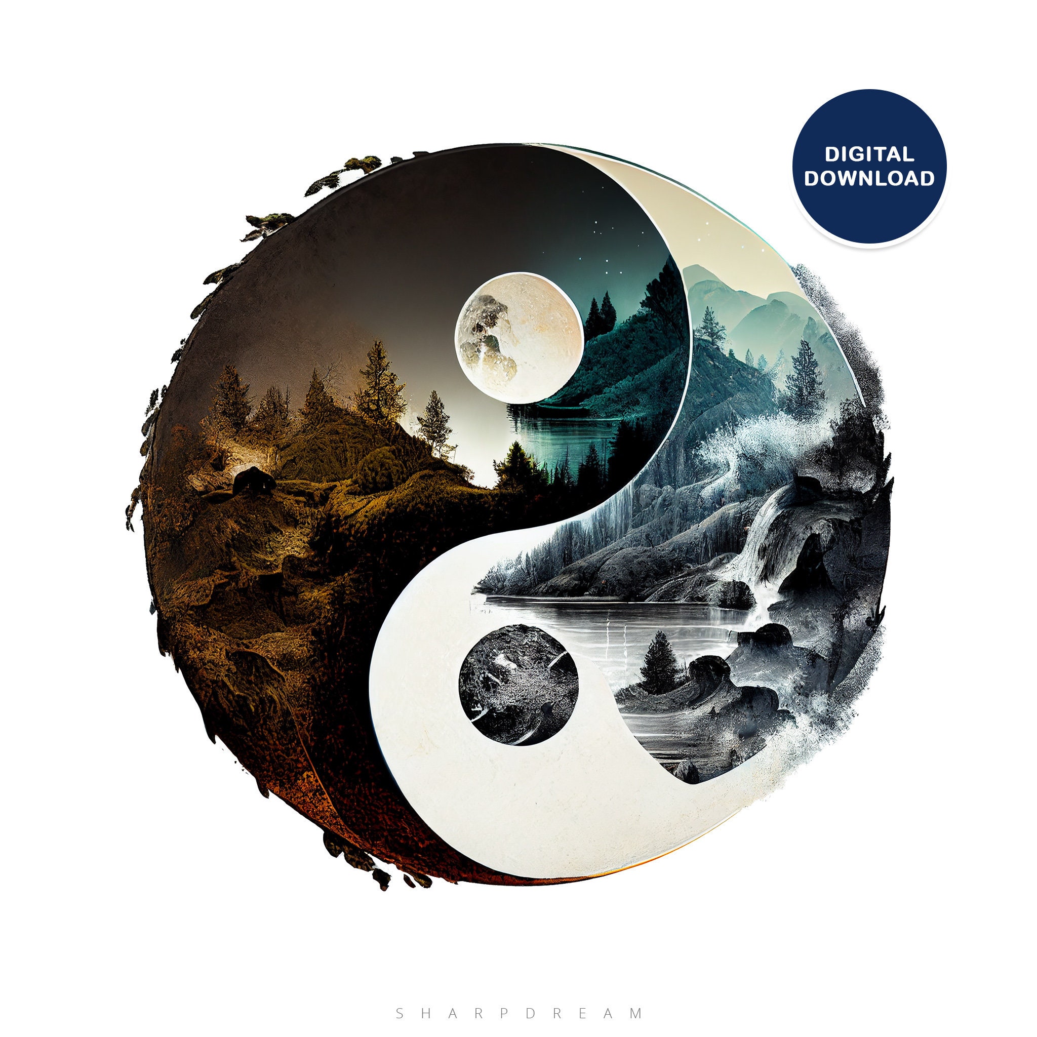 Yin Yang Printable Wall Poster, Balance Print, Ying Yang Wall Art, Zen ...