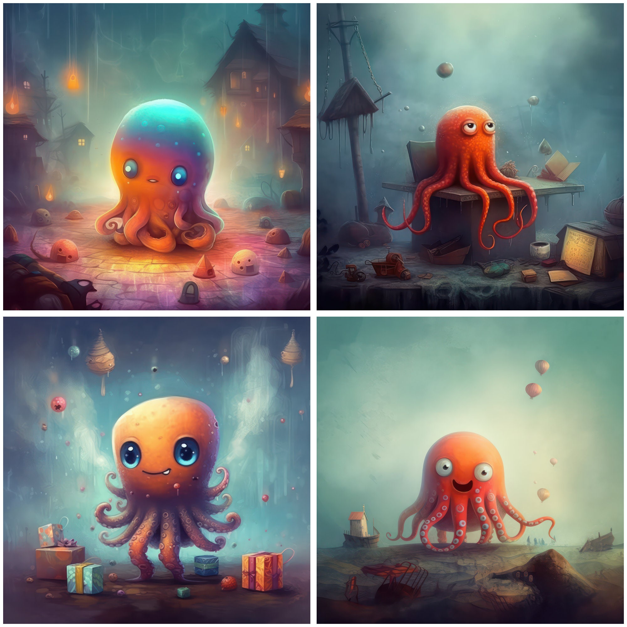 Octopus Printable Clipart Bundle Cute Octopuses Nursery Wall - Etsy ...