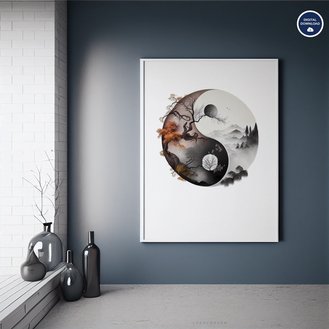 Yin Yang Printable Poster, Watercolor Yin Yang Wall Art to Print ...