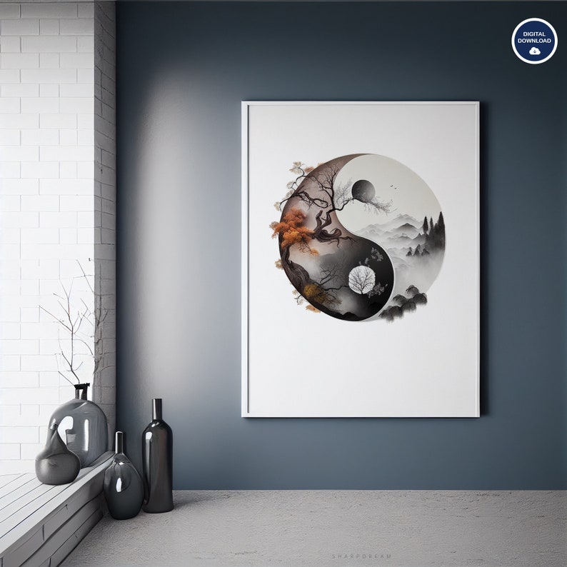 Yin Yang Printable Poster, Watercolor Yin Yang Wall Art to Print ...