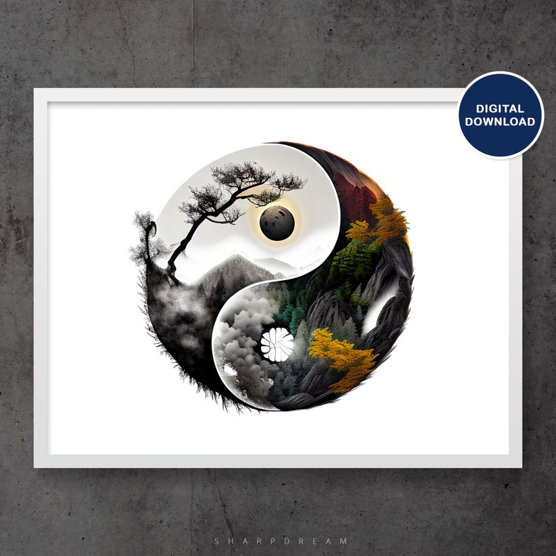 Yin Yang Printable Wall Poster, Balance Print, Ying Yang Wall Art, Zen ...