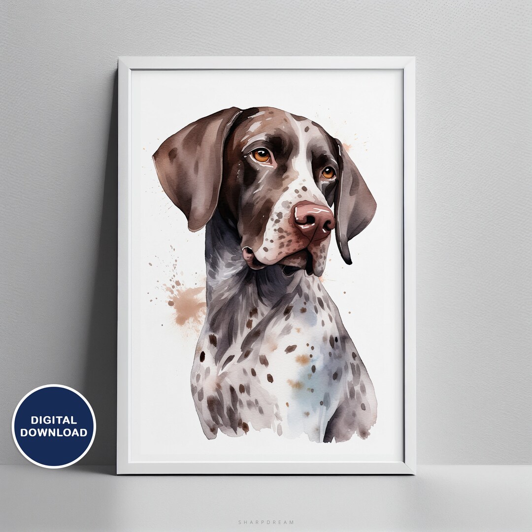 German Shorthair Pointer Watercolor Wall Art Printable, German ...