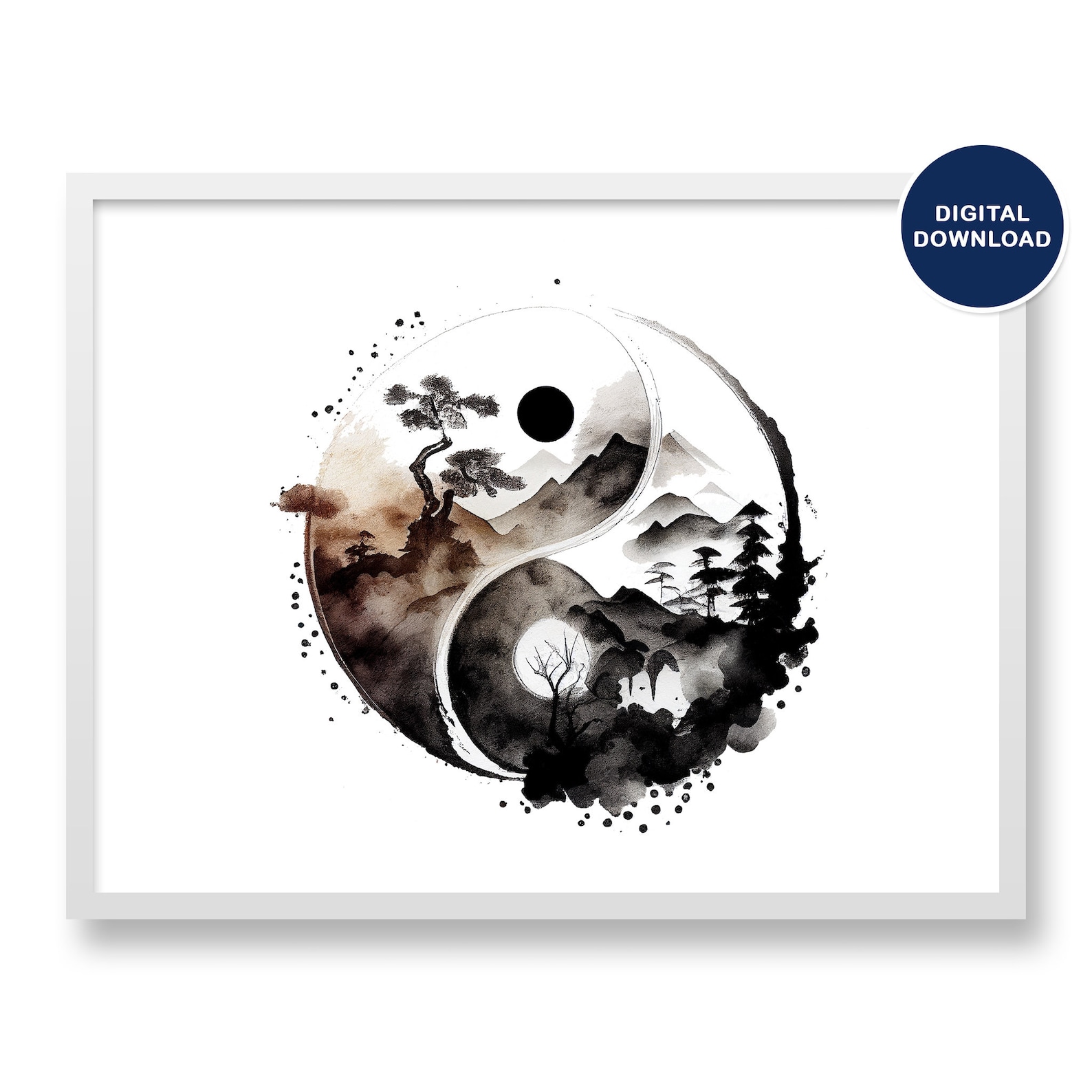 Yin Yang Printable, Yin and Yang Abstract Wall Decor, Zen Print ...