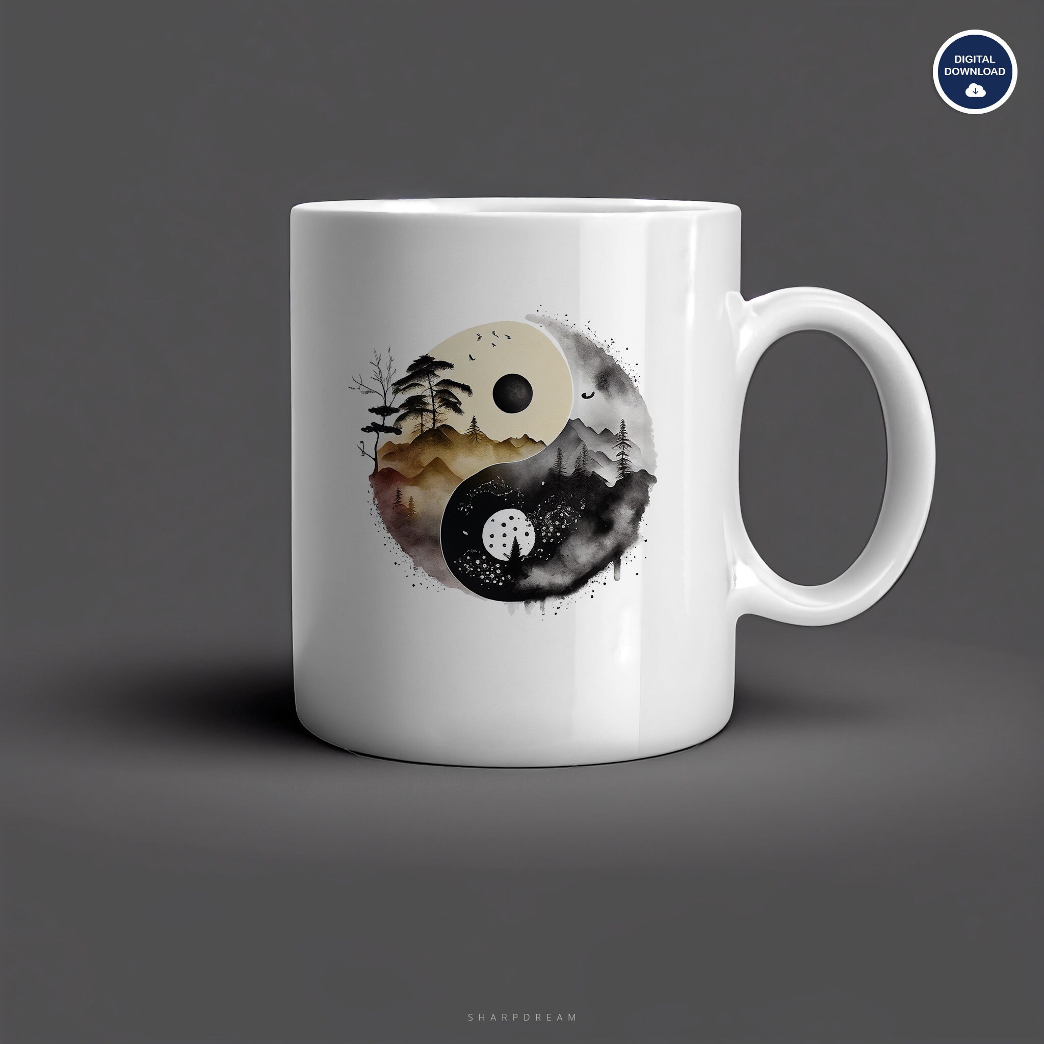 Yin Yang Printable Wall Art, Yin and Yang Abstract Wall Decor, Ying ...