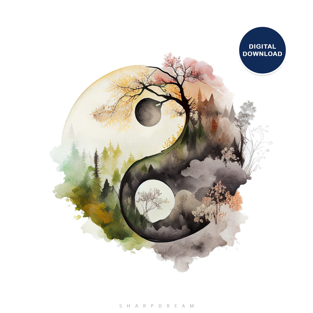 Ying Yang Wall Art, Abstract Print, Yin Yang Print, Talisman Poster ...