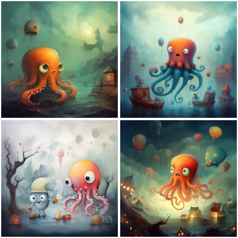 Octopus Printable Clipart Bundle Cute Octopuses Nursery Wall - Etsy ...