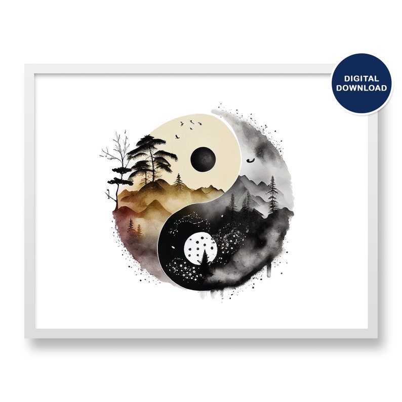 Yin Yang Printable Wall Art, Yin and Yang Abstract Wall Decor, Ying ...