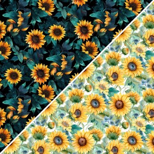 Watercolor Sunflowers Seamless Pattern Digital Paper Background Bundle ...
