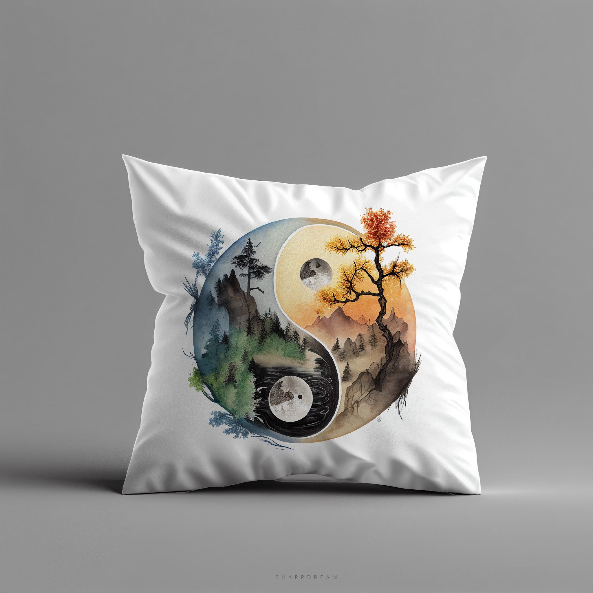 Yin Yang Watercolor Printable Clipart Bundle, Print on T-shirt, Mug ...