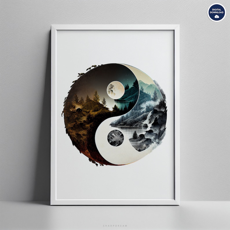 Yin Yang Printable Wall Poster, Balance Print, Ying Yang Wall Art, Zen ...