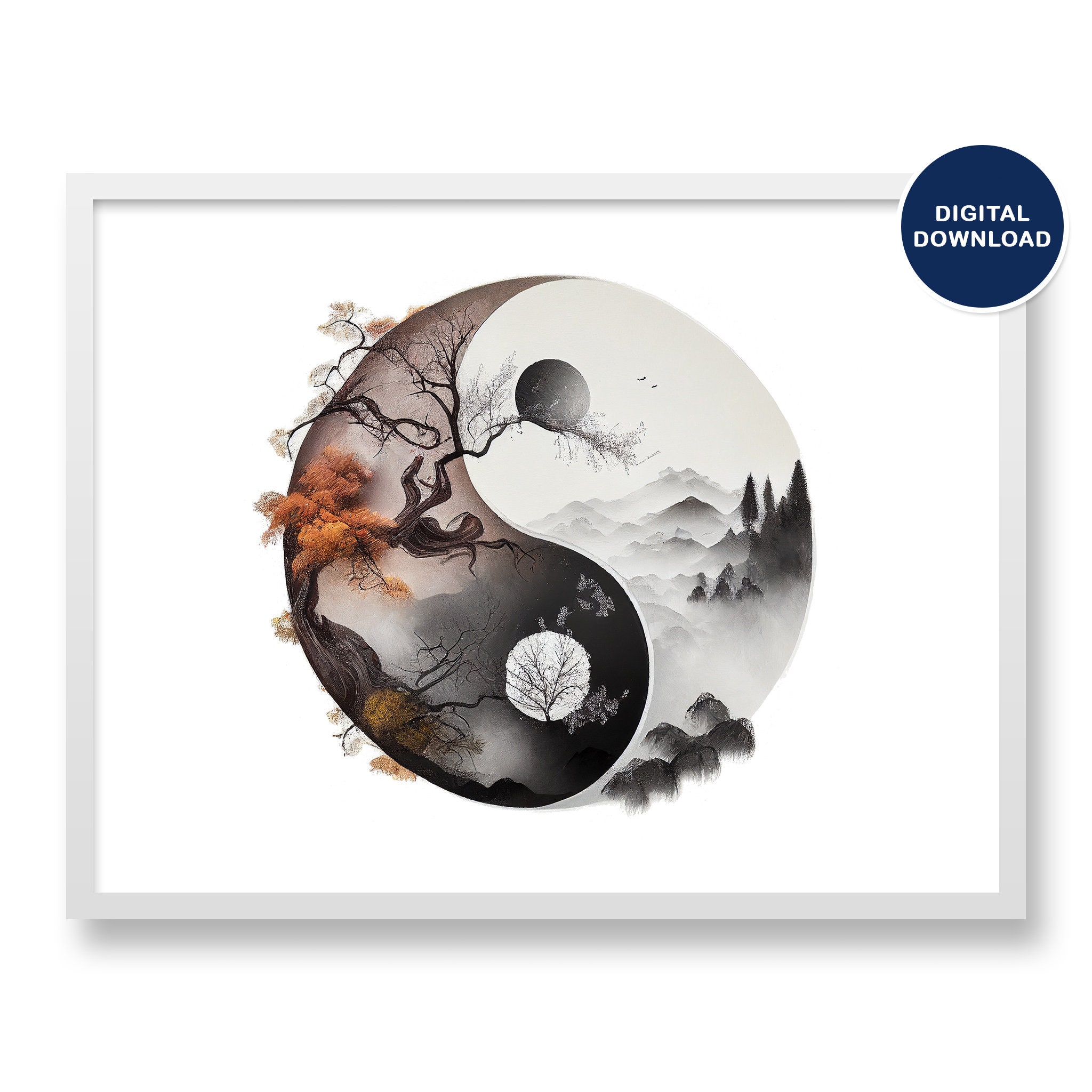 Yin Yang Printable Poster, Watercolor Yin Yang Wall Art to Print ...
