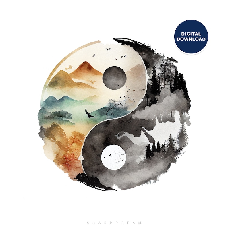 Yin-yang Printable Zen Wall Art, Abstract Yin Yang Design Download ...