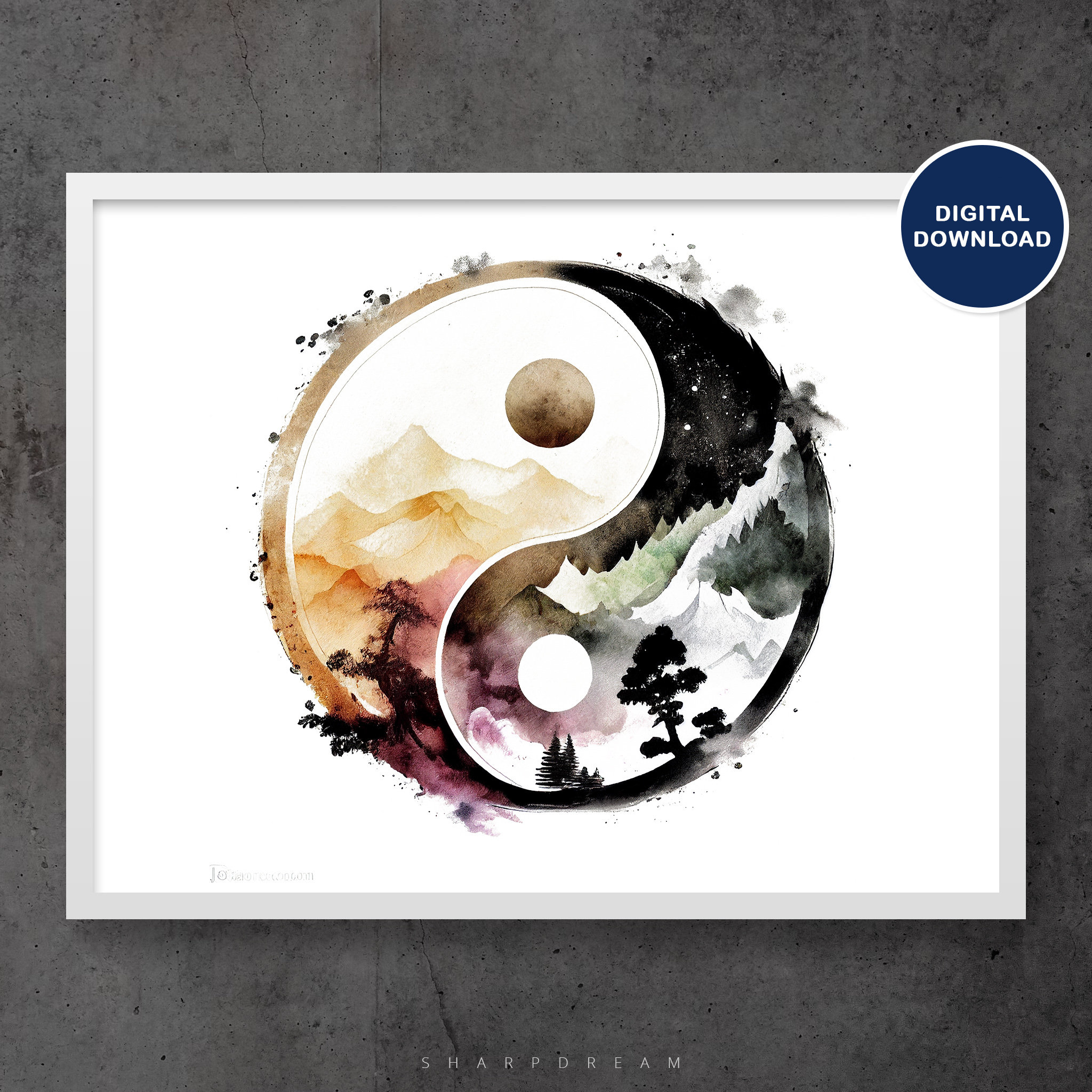Yin Yang Printable Wall Poster, Balance Print, Ying Yang Wall Art, Zen ...