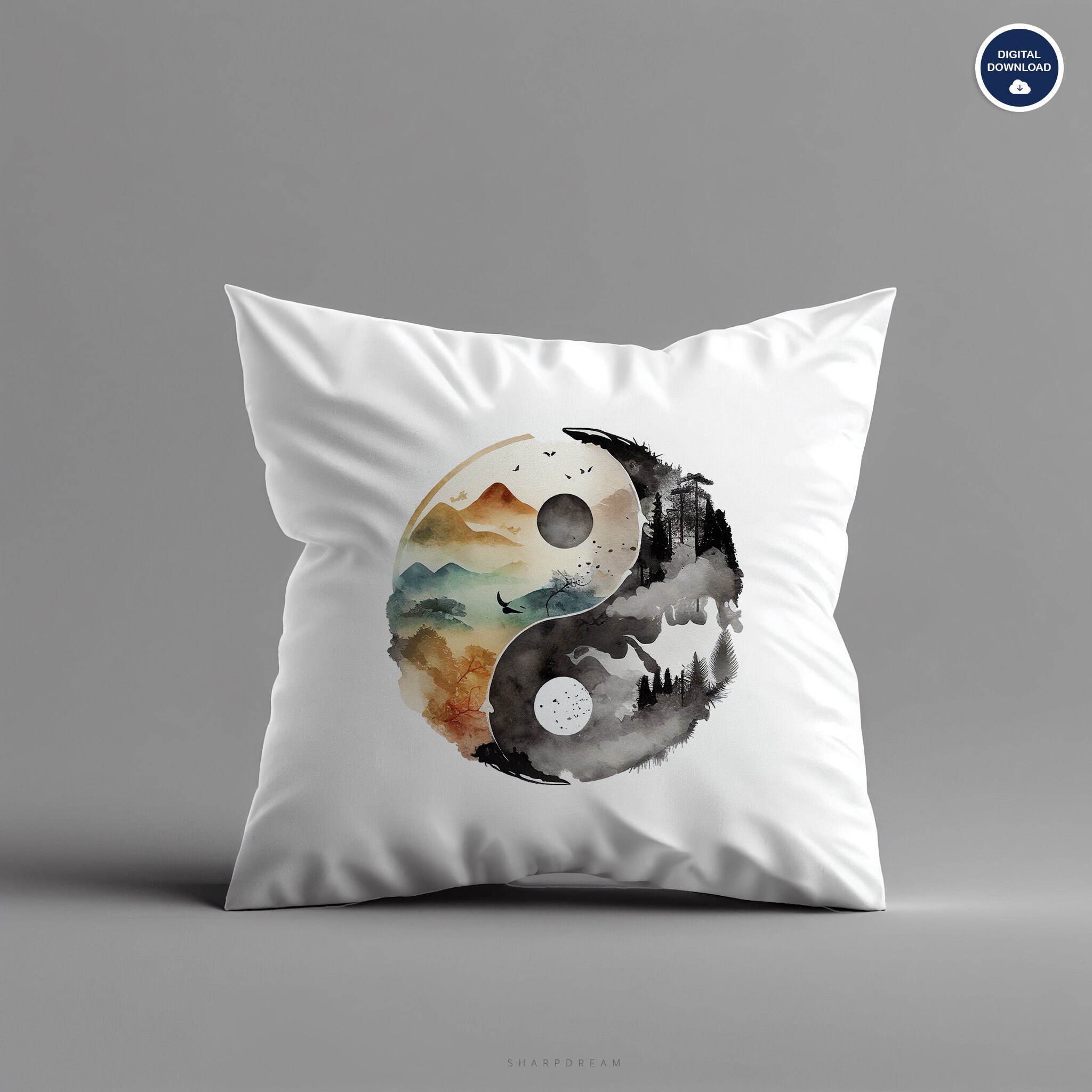 Yin-yang Printable Zen Wall Art, Abstract Yin Yang Design Download ...