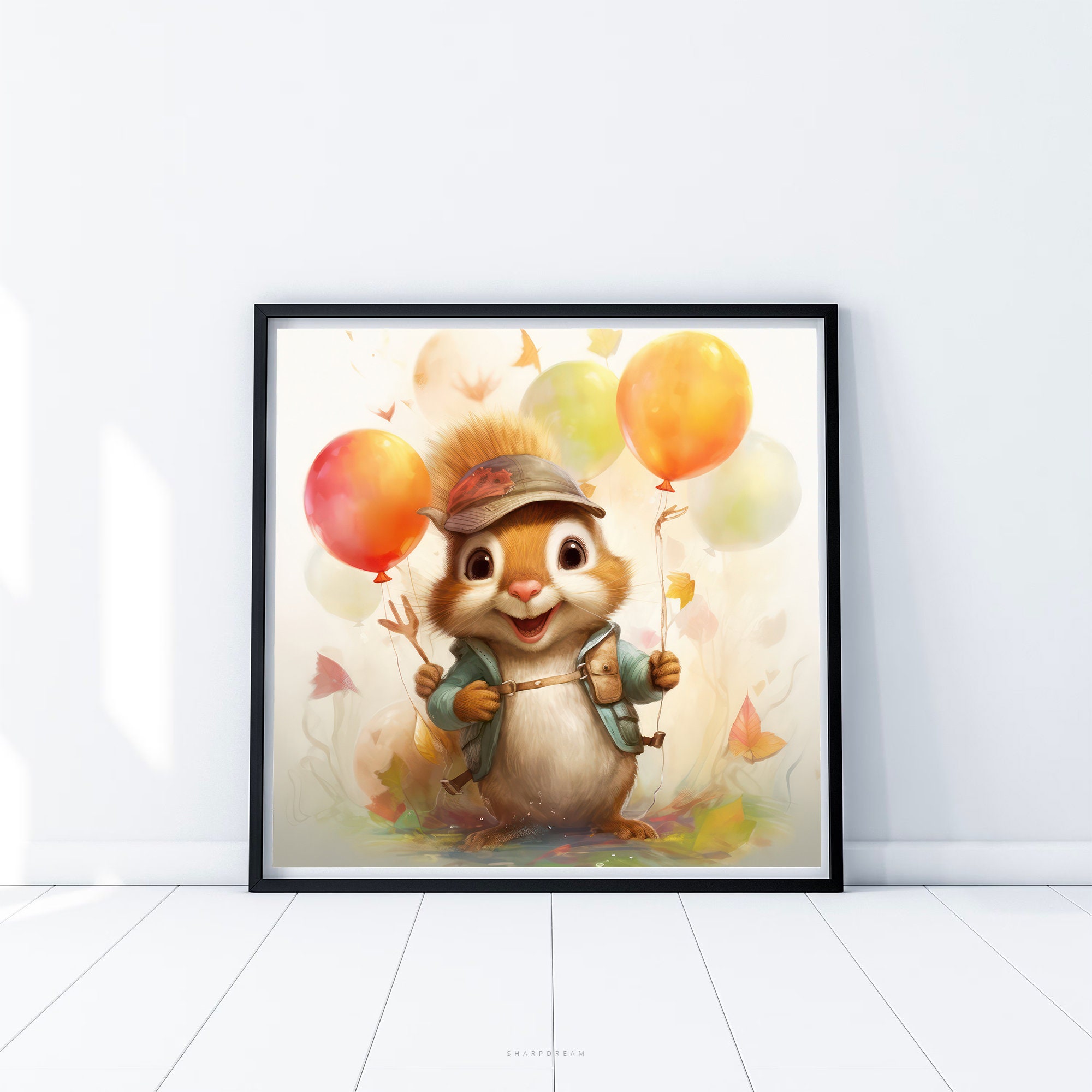 Squirrel Printable Clipart Bundle, Cute Squirrels Nursery Wall Art ...