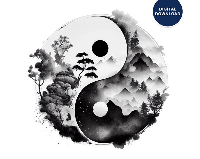 Yin Yang Printable Poster, Watercolor Yin Yang Wall Art to Print ...