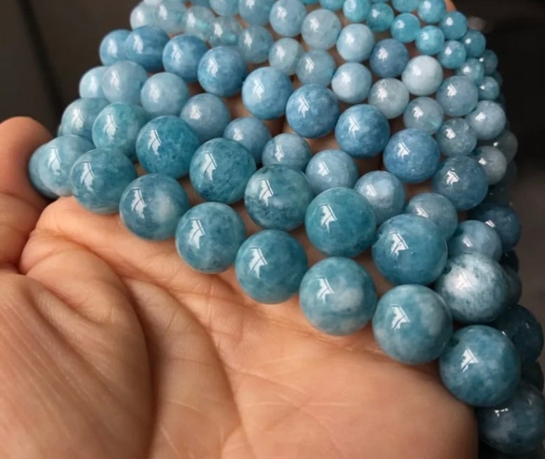 Full Strand Natural Blue Chalcedony Beads, Gemstone Beads for Jewelry ...