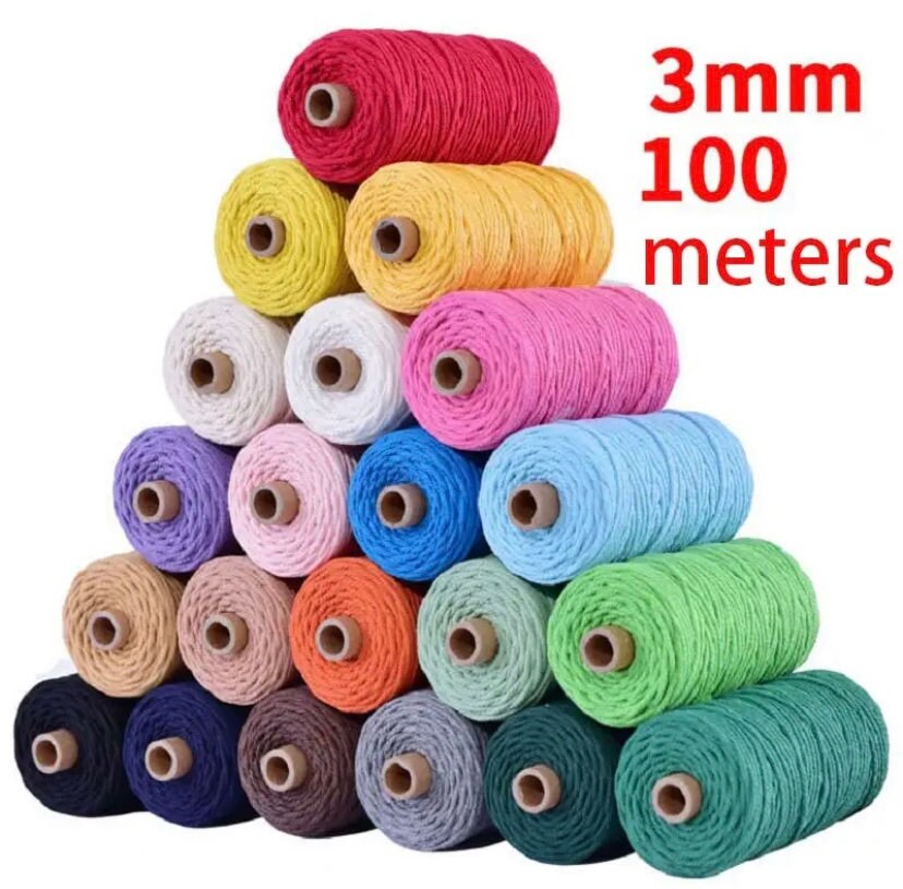3mm 100% Cotton Macramé Cord, Macrame Yarn, Cotton Yarn for Macrame ...
