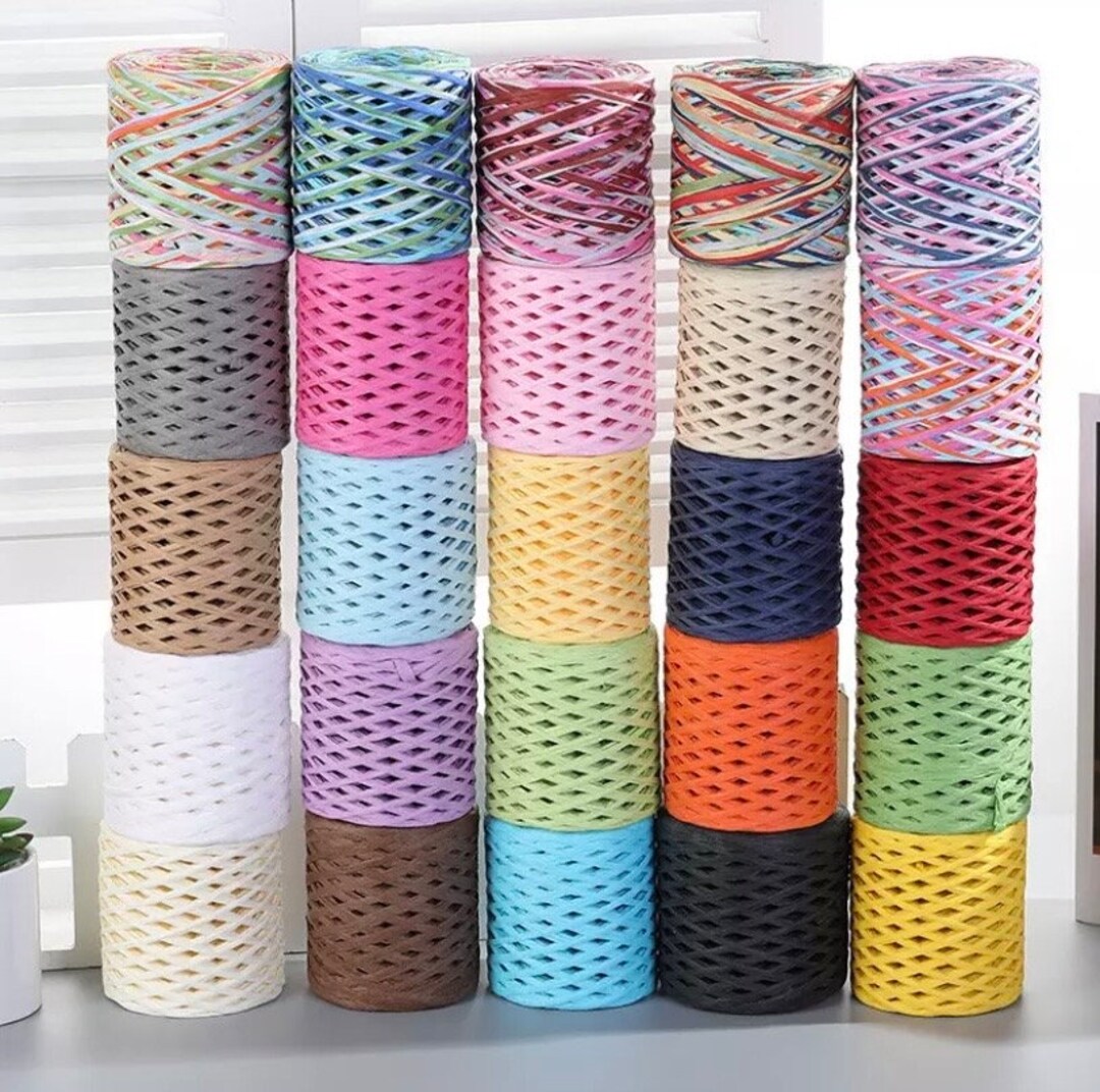Rafia Yarn 200meters, 200m Rafia Paper Yarn, Summer Crochet Yarn, Paper ...
