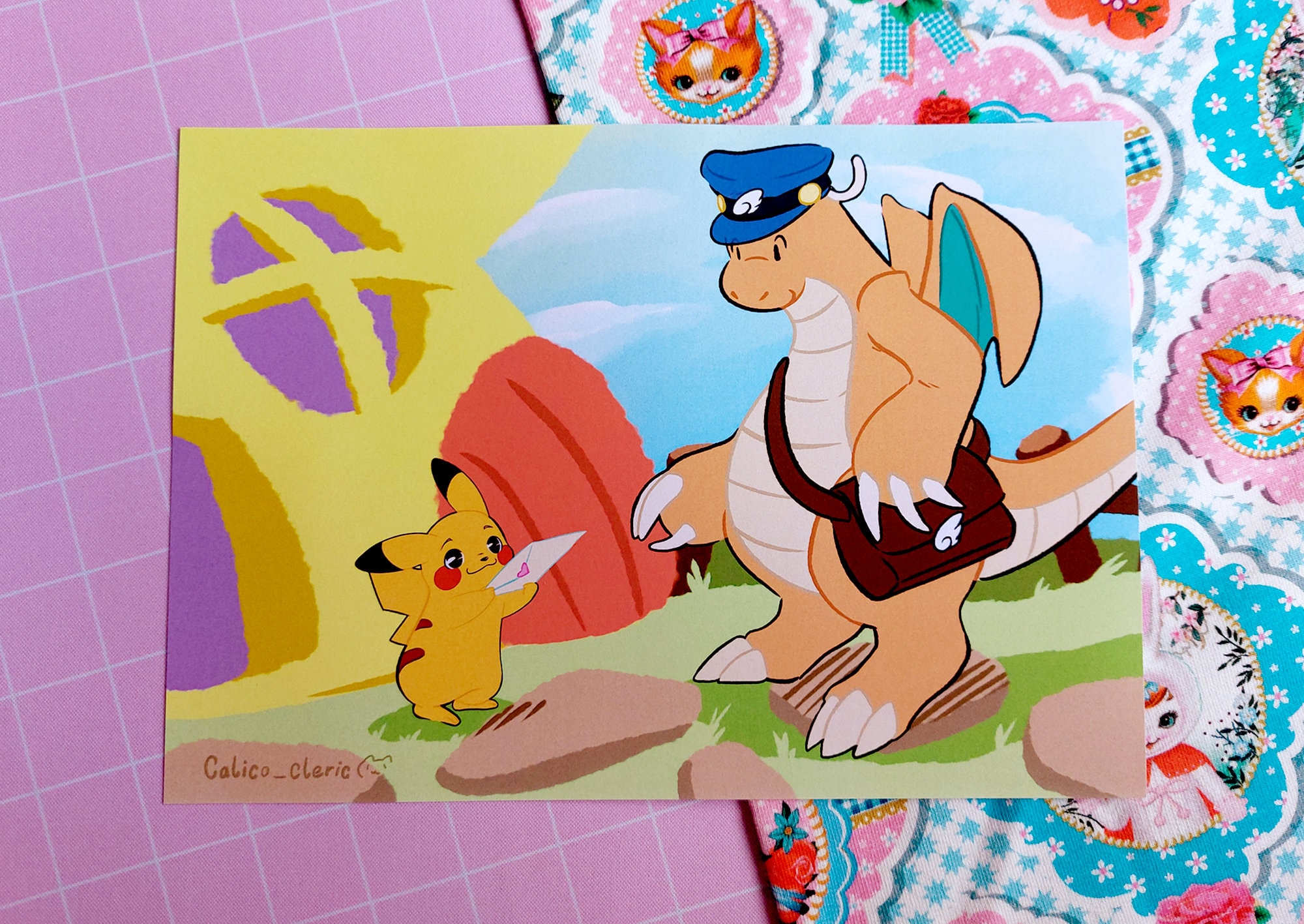 A5 Art Print Cute Pikachu and Dragonite Fanart Dragonite Postal Service ...