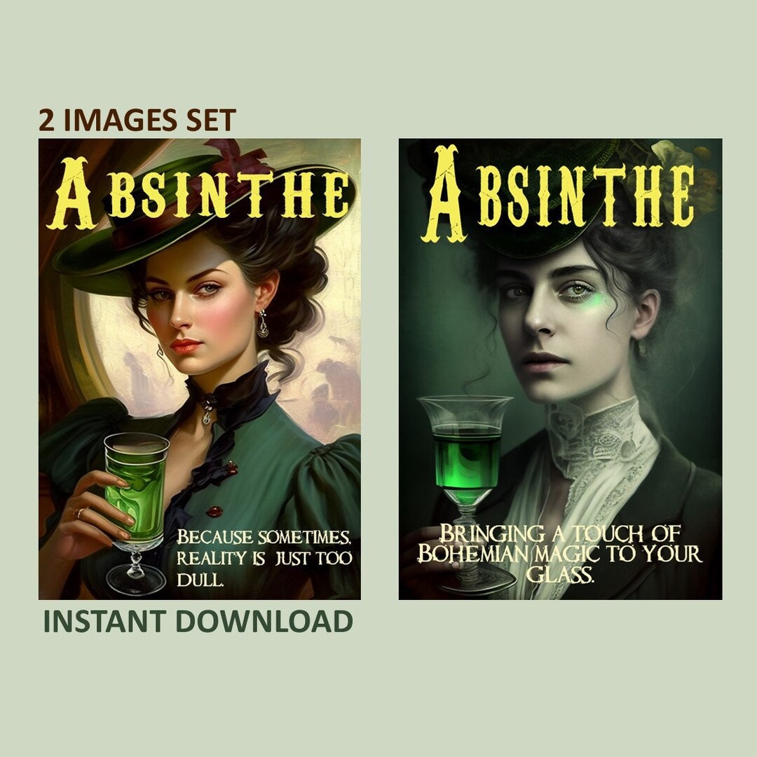 Absinthe Digital Art Green Fairy Digital Image Absinth Poster the Green Goddess Printable Art La ...