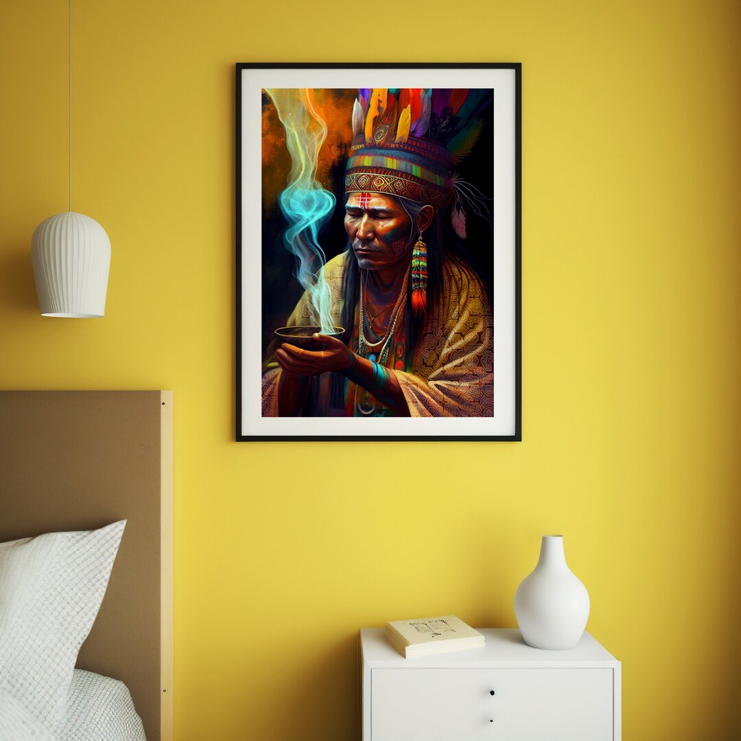 Shaman Digital Image Ayahuasca Psychedelic Wall Art Shaman Digital Art ...