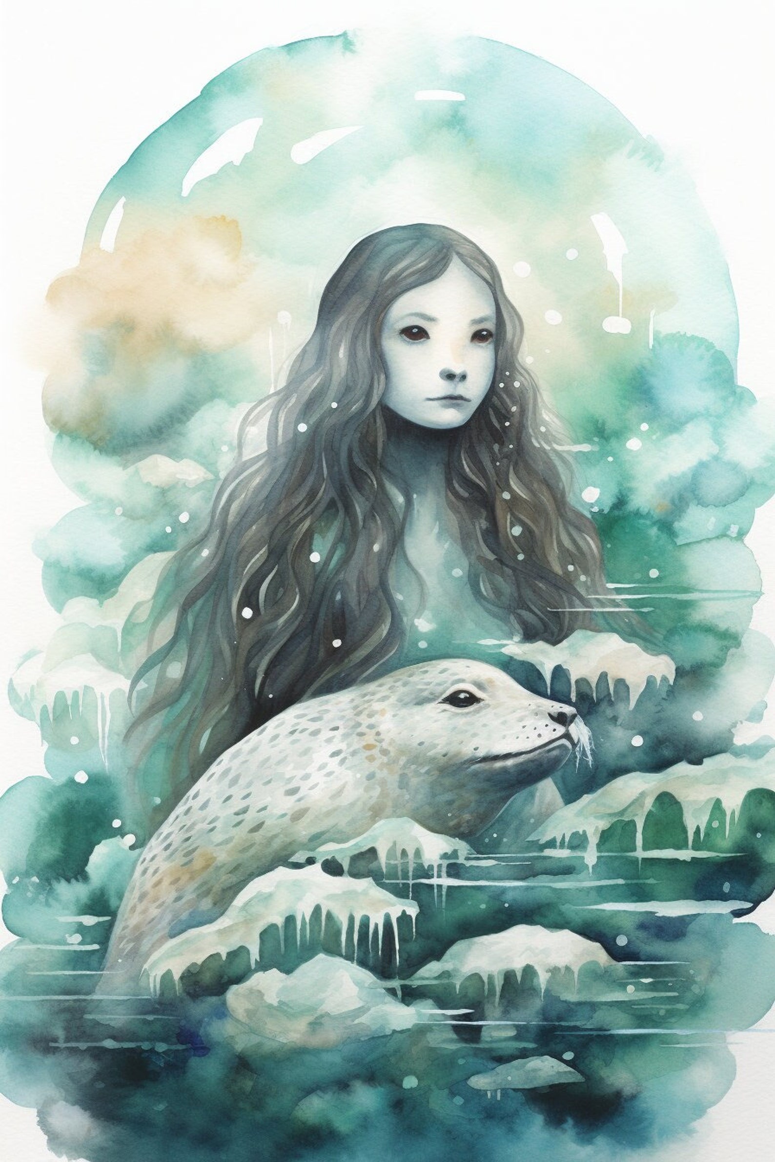 Selkie Digital Image Scottish Seal Shapeshifter Printable Art ...