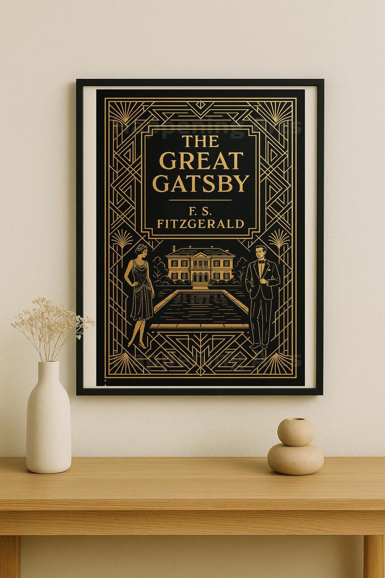 The Great Gatsby Poster | Classic Fitzgerald Literature Wall Art Print ...