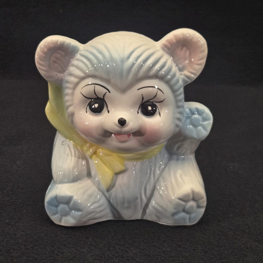 My-neil Ceramic Blue Anthropomorphic Bear Planter No Chips or Cracks EC ...