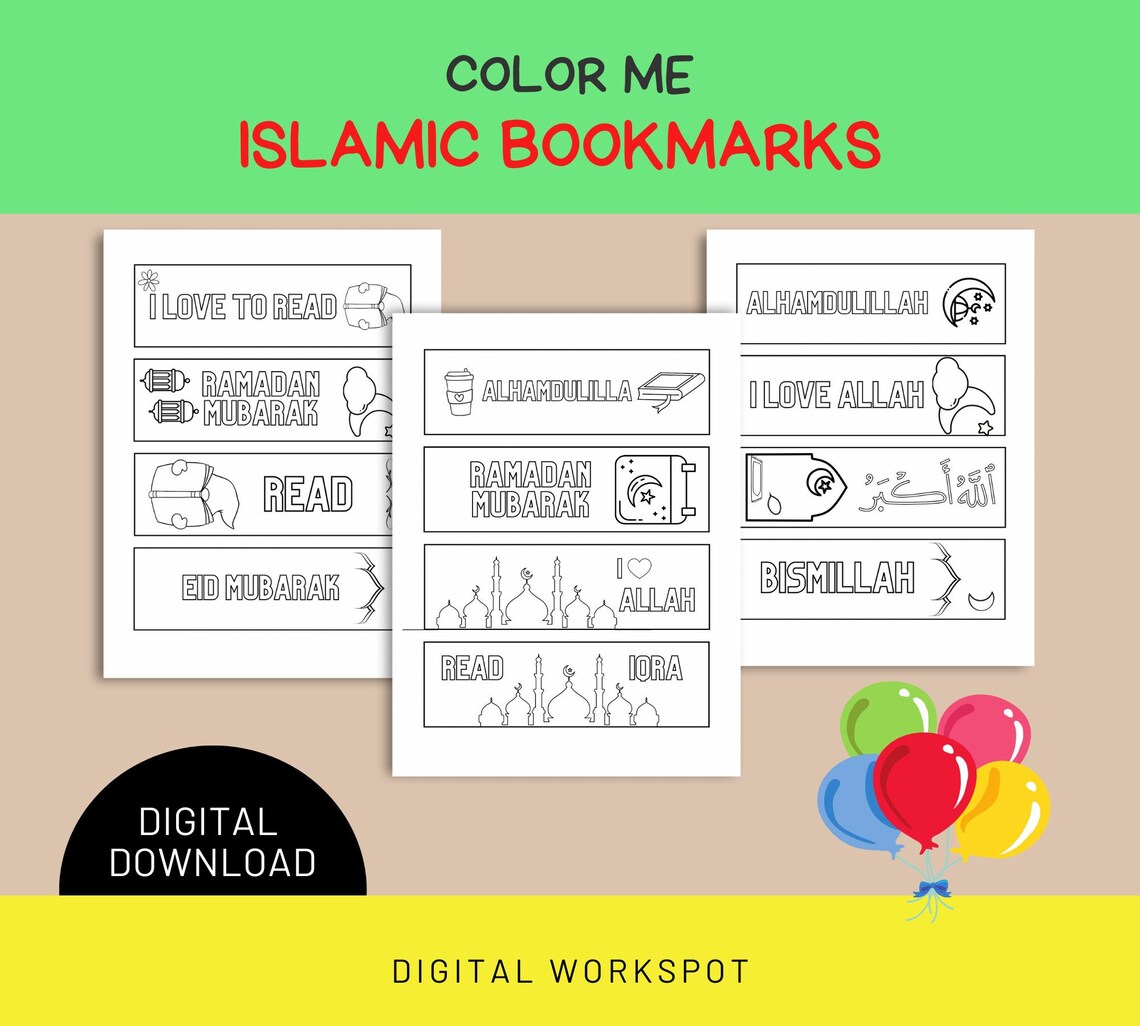 Ramadan Activities Printable Bookmarks for Kids to Color - Etsy