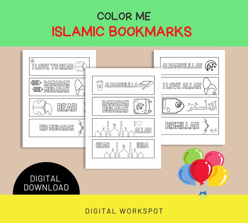 Ramadan Activities Printable Bookmarks for Kids to Color - Etsy
