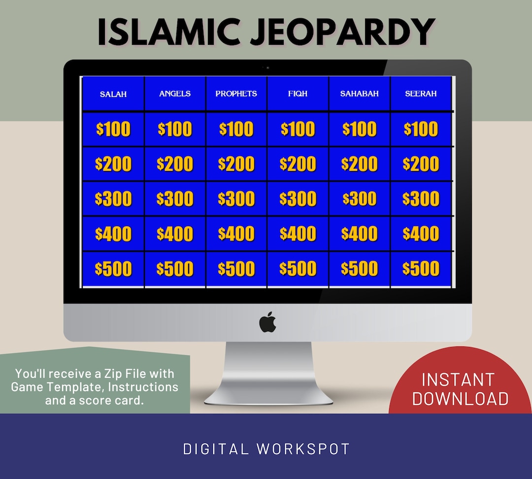 Islamic Jeopardy Game - BEGINNER Level, Jeoparody Ramadan Game, Islamic Ramadan Powerpoint ...