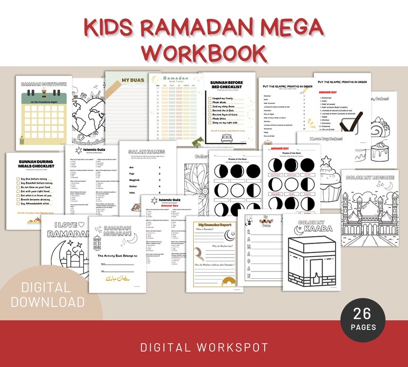 Ramadan Activities Printable Workbook - 26 Pages - Etsy