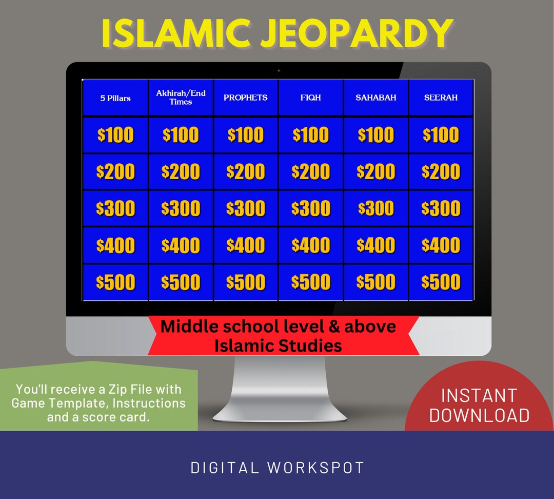 Islamic Jeopardy Game - INTERMEDIATE Level, Jeoparody Ramadan Game ...