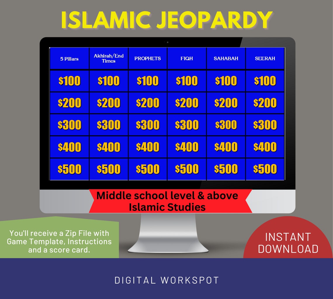 Islamic Jeopardy Game - INTERMEDIATE Level, Jeoparody Ramadan Game ...