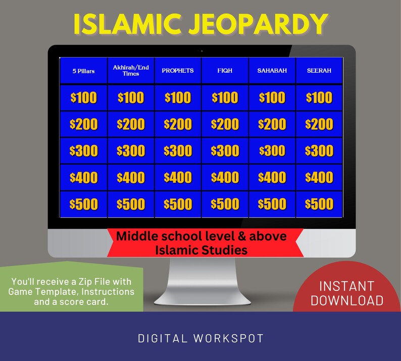 Islamic Jeopardy Game - INTERMEDIATE Level, Jeoparody Ramadan Game ...