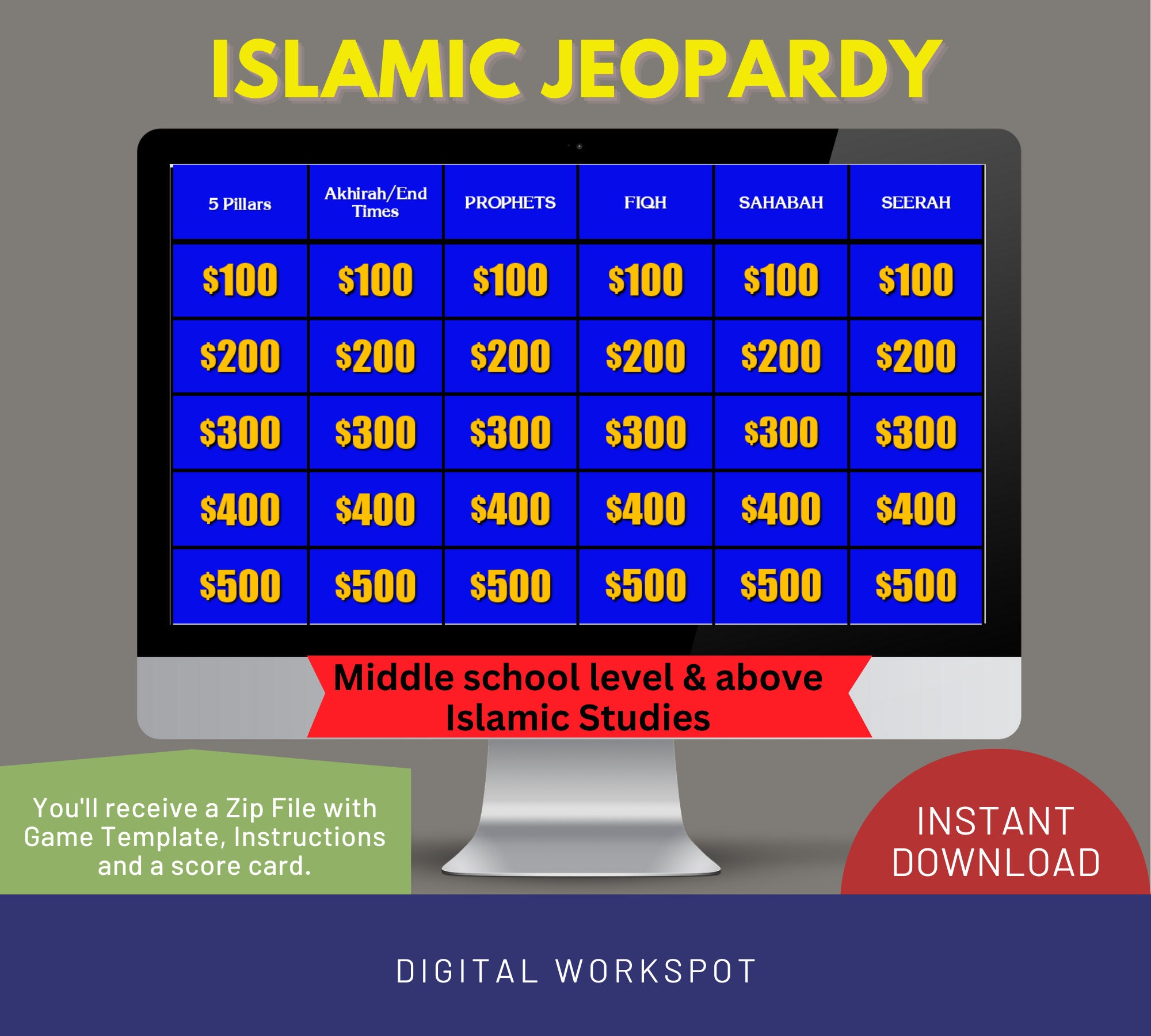 Islamic Jeopardy Game - INTERMEDIATE Level, Jeoparody Ramadan Game ...