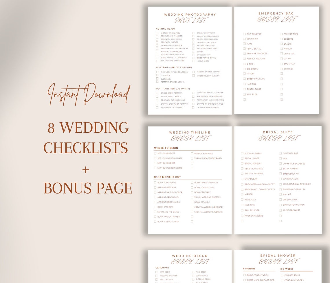 WEDDING PLANNING CHECKLIST Bundle | Wedding Planning Printable ...