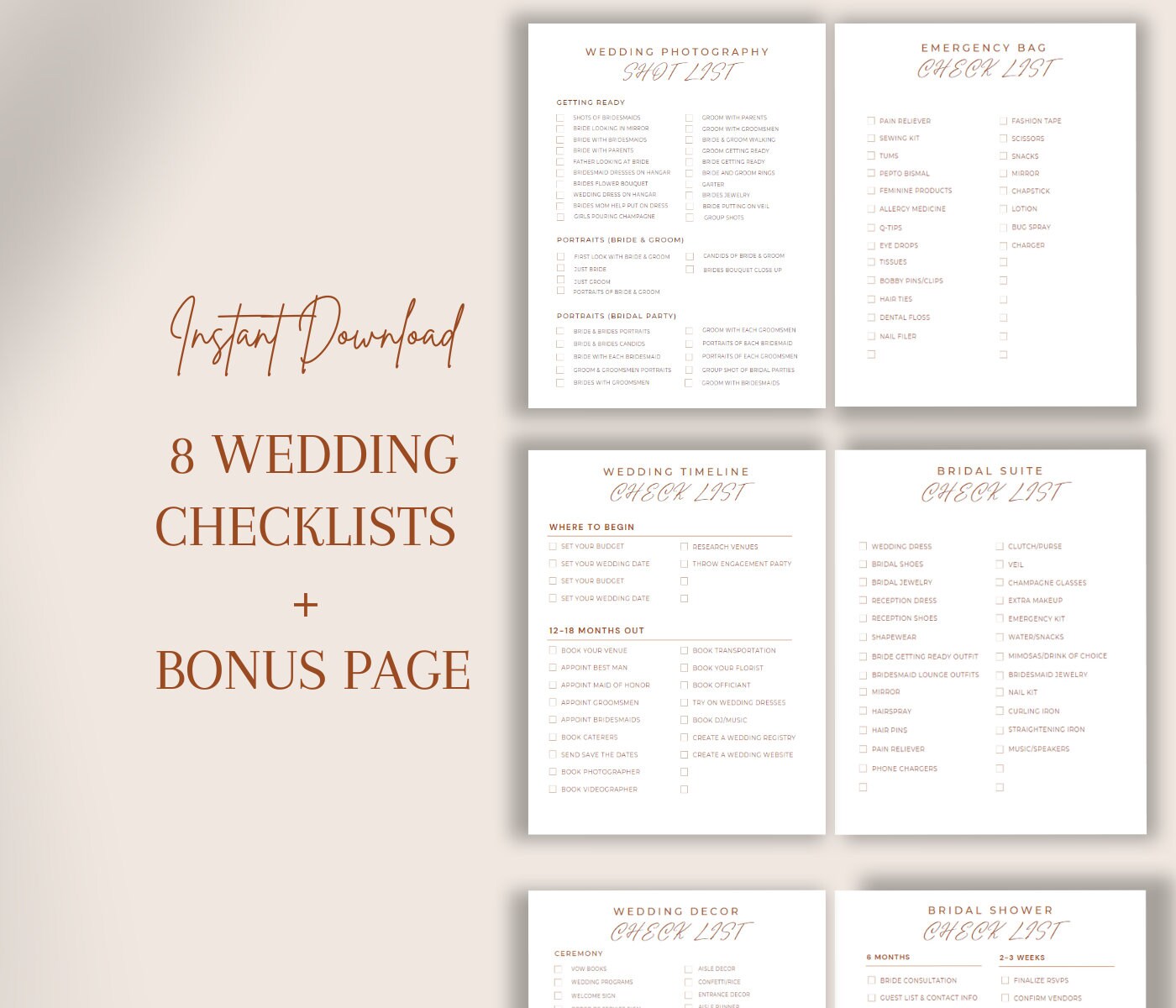 WEDDING PLANNING CHECKLIST Bundle | Wedding Planning Printable ...