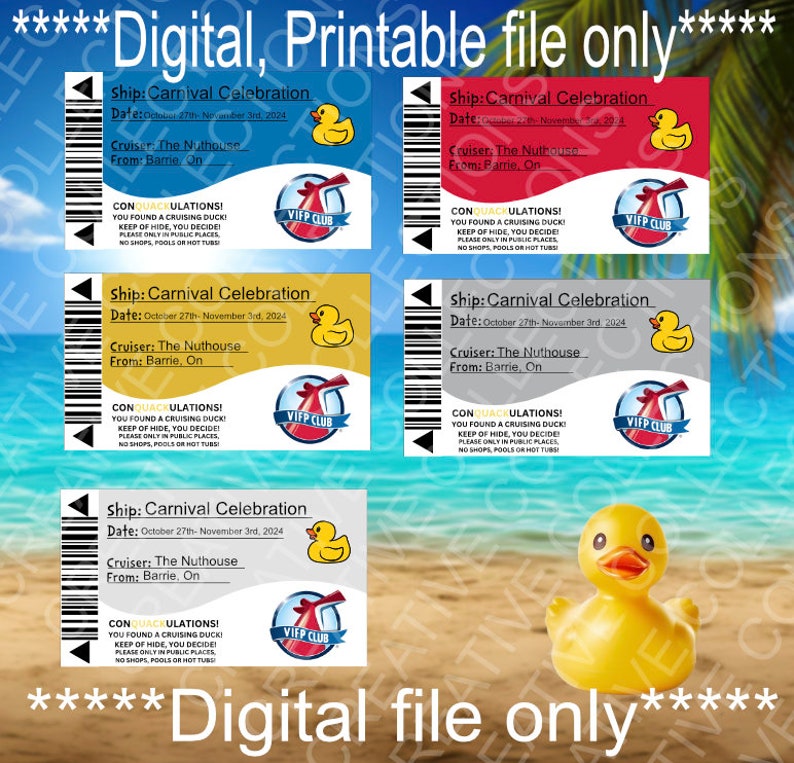 Personalized Carnival Cruise Duck Tags (digital Download) - Etsy