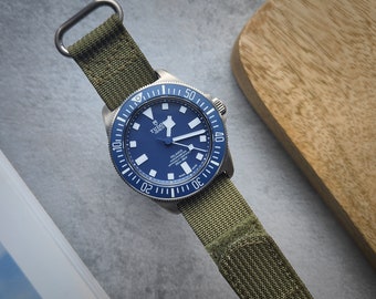 Premium Herringbone Nylon Single Pass NATO Watch Strap 20mm 22mm Tan ...