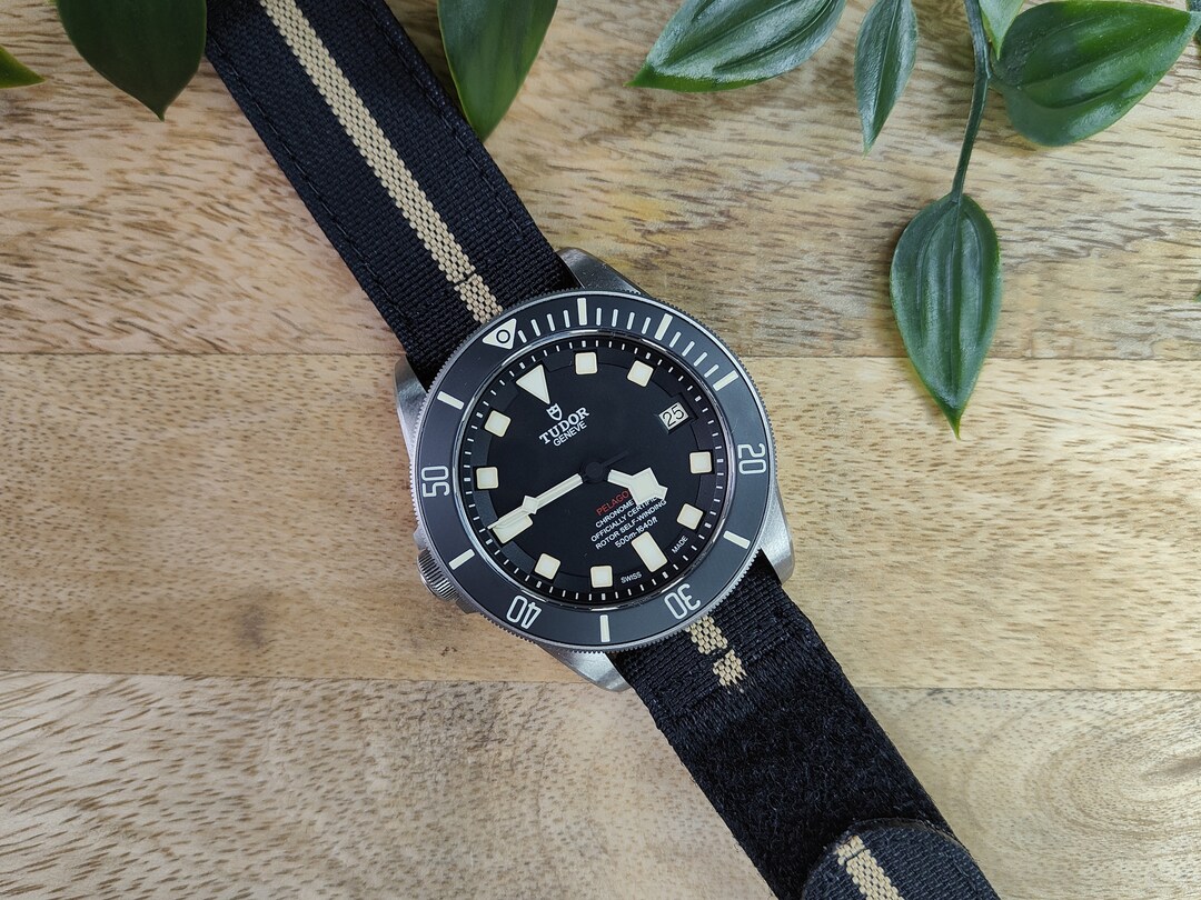 Premium Ribbed Balistic Nylon Two Piece Hook and Loop Watch Strap (20mm ...