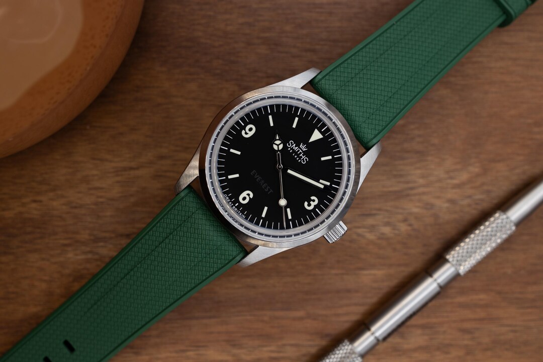 Forest Green Premium Weaved FKM Rubber Watch Strap - Quick Release ...