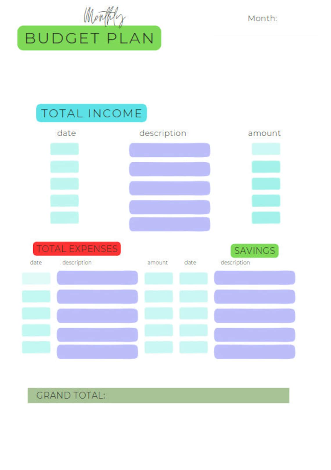 Digital Income Planner - Etsy