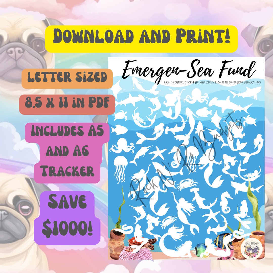 Emergen-sea Fund 1K Savings Challenge Printable, Emergency Fund, Letter ...
