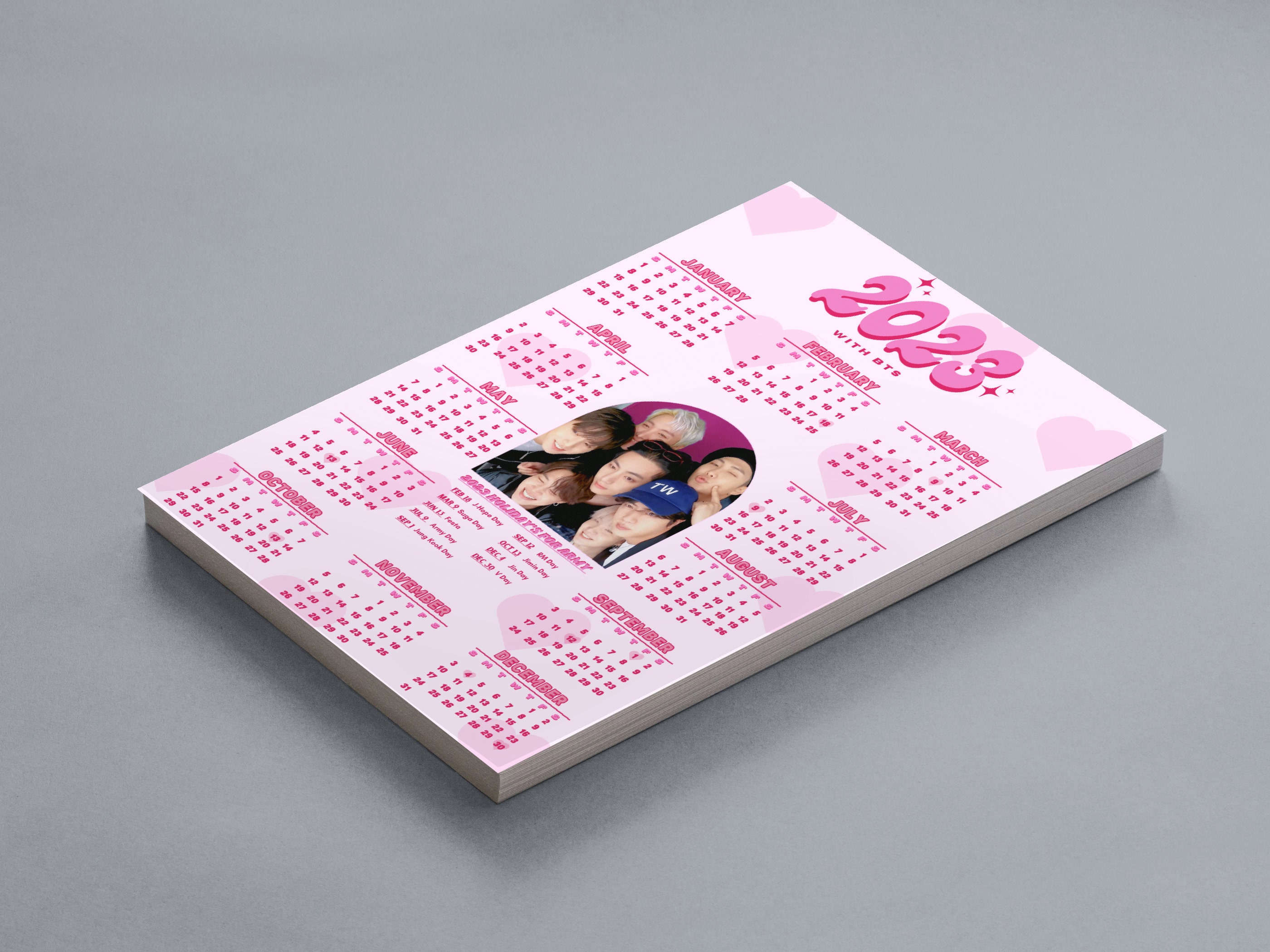 Set of 2 BTS Printable Calendars BTS Calendar Monthly Calendar ...