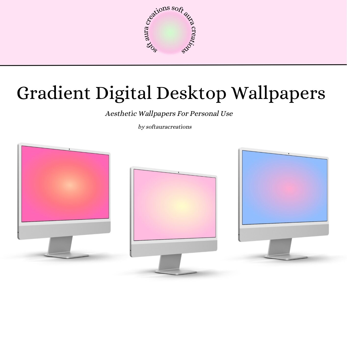 Set of 5 Gradient Desktop Wallpapers | Aesthetic, Aura, Pinterest Style ...