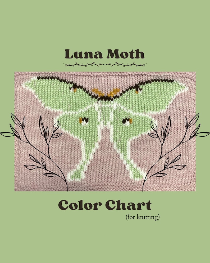 Luna Moth Color Chart for Knitting, Knitting Color Graph - Etsy