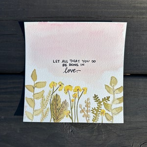 Pastel Watercolor Floral Quote Art: Love Flower - Etsy