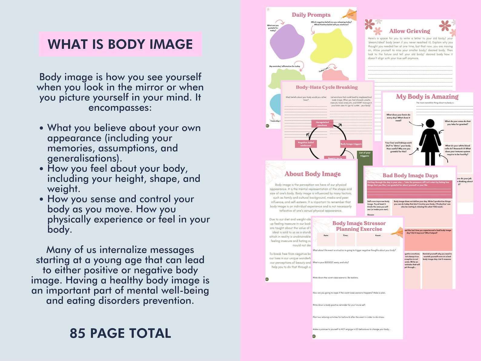 Body Image Workbook, Body Positive Worksheets, Body Acceptance, Eating ...
